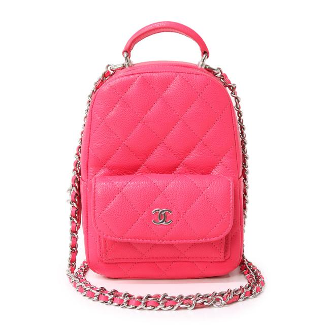 （新品・未使用品）シャネル CHANEL タイムレス クラシック マトラッセ ココマーク ミニ チェーン リュック バッグパック キャビアスキン レザー ローズ ピンク シルバー金具 AP3753