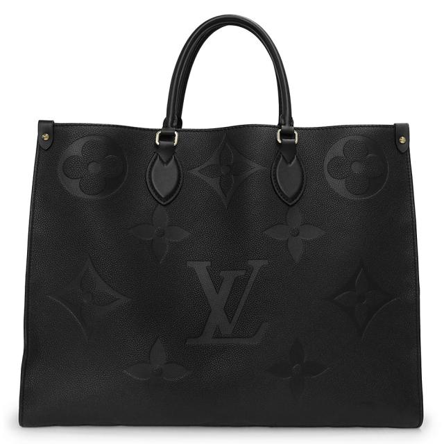 （美品）ルイ ヴィトン LOUIS VUITTON オンザゴー GM 2way トート ハンドバッグ モノグラムアンプラント レザー ブラック ノワール 黒 ゴールド金具 M44925