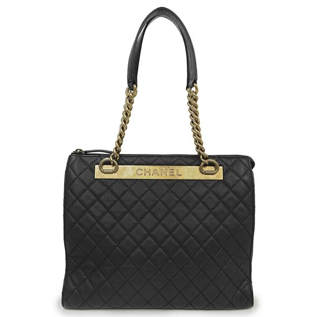 （中古）シャネル CHANEL 31 RUE CAMBON マトラッセ チェーン トートバッグ ゴートスキン レザー ブラック 黒 アンティークゴールド金具