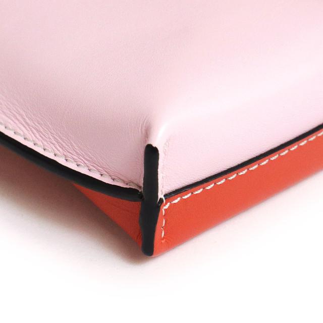 （中古）ロエベ LOEWE ゲートポケット ミニ ショルダーバッグ 斜め掛け ソフトカーフスキン レザー ソフトピンク コーラル オレンジ ブラウン ゴールド金具 109.30BZ42