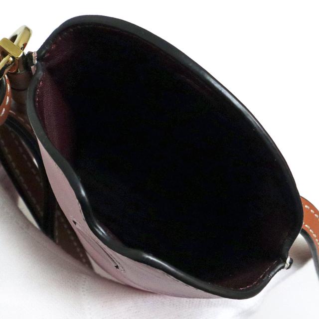 （中古）ロエベ LOEWE ゲートポケット ミニ ショルダーバッグ 斜め掛け ソフトカーフスキン レザー ソフトピンク コーラル オレンジ ブラウン ゴールド金具 109.30BZ42