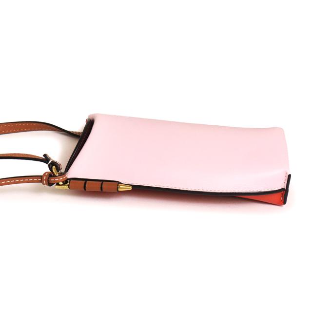 （中古）ロエベ LOEWE ゲートポケット ミニ ショルダーバッグ 斜め掛け ソフトカーフスキン レザー ソフトピンク コーラル オレンジ ブラウン ゴールド金具 109.30BZ42