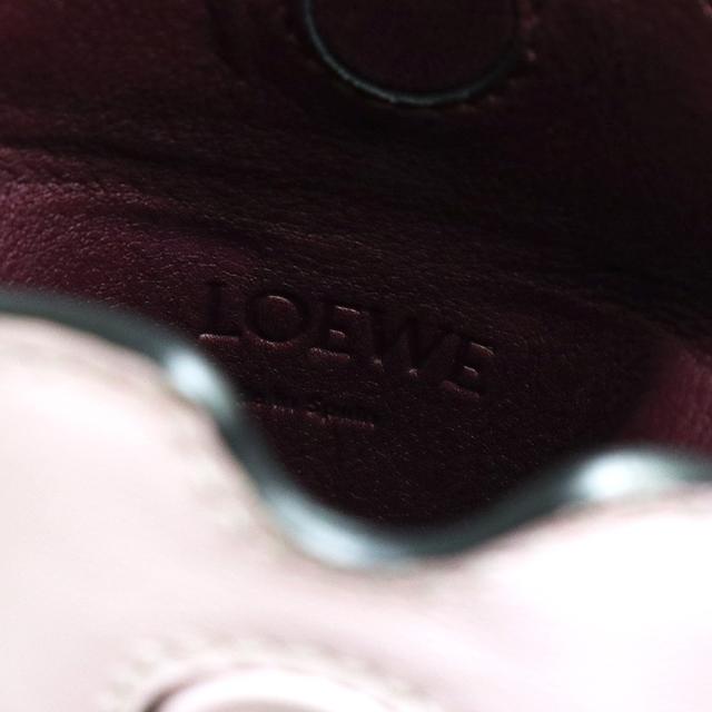 （中古）ロエベ LOEWE ゲートポケット ミニ ショルダーバッグ 斜め掛け ソフトカーフスキン レザー ソフトピンク コーラル オレンジ ブラウン ゴールド金具 109.30BZ42