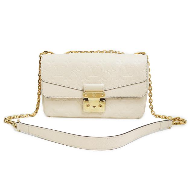 （新品・未使用品）ルイ ヴィトン LOUIS VUITTON マルソー チェーン ショルダーバッグ 斜め掛け モノグラムアンプラント レザー クレーム オフホワイト 白 ゴールド金具 M46201