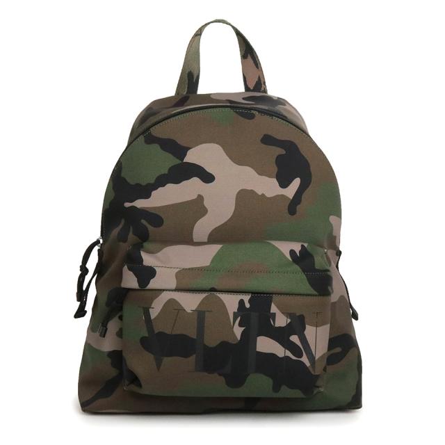 （未使用　展示品）ヴァレンティノ ガラヴァーニ Valentino Garavani VLTN Times カモフラージュ 迷彩 リュック デイパック バックパック ナイロン カーキ グリーン 緑 シルバー金具