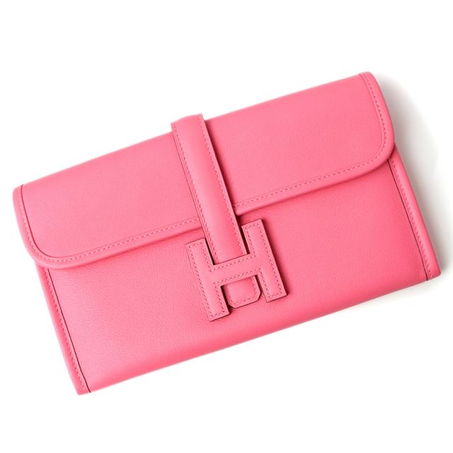 （新品・未使用品）エルメス HERMES ジジェ デュオ 二つ折り長財布 ヴォースイフト レザー ローズアザレ ピンク C刻印 シルバー金具 箱付