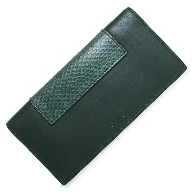 （未使用保管品）グッチ GUCCI 二つ折り長財布 札入れ パイソン エキゾチックレザー グリーン 緑 386836