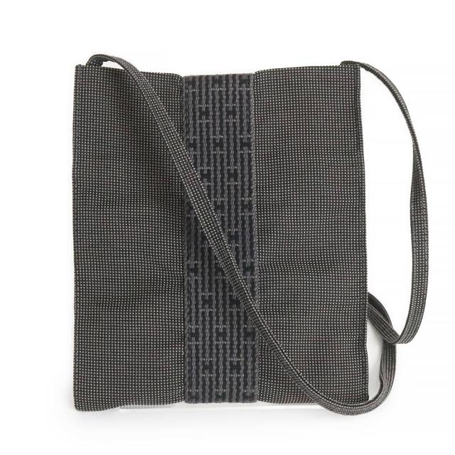 （中古）エルメス HERMES エールライン ポシェット ショルダーバッグ 斜め掛け キャンバス グレー