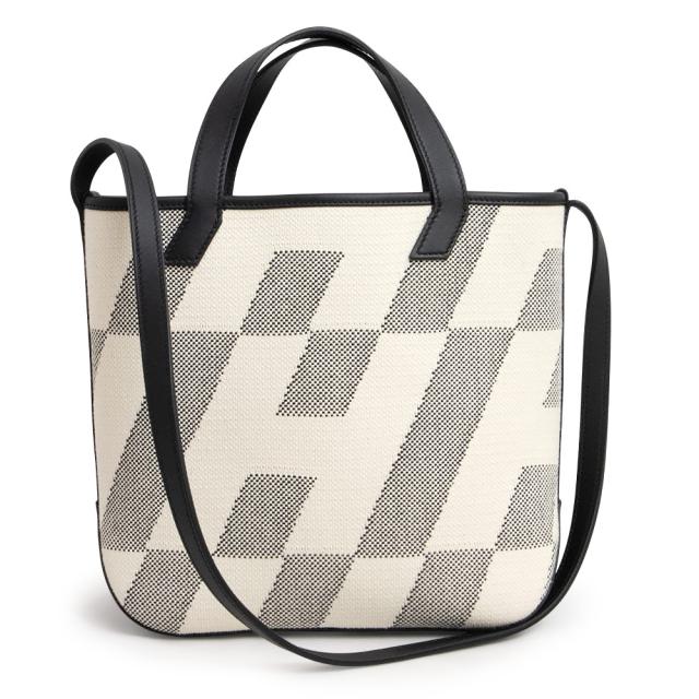 （未使用　展示品）エルメス HERMES H アン ビエ 27 PM トート 2Way ショルダー ハンドバッグ トワルアッシュ キャンバス ヴォースイフト レザー Noir ノワール Ecru エクリュ ブラック ホワイト 黒 白 Z刻印