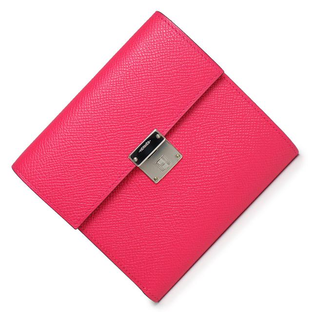 （新品・未使用品）エルメス HERMES クリック 12 三つ折り財布 ヴォーエプソン レザー ローズエクストリーム ピンク シルバー金具 A刻印