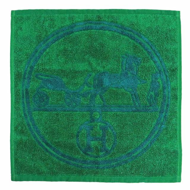 （新品・未使用品）エルメス HERMES カレ タオル Ex-Libris ponge エクスリブリス ポンジュ ハンカチ シルク65% コットン35% ヴェールエメラルド グリーン 緑 箱付
