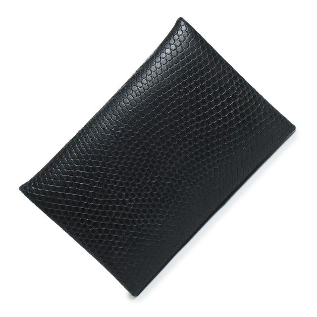 （新品・未使用品）エルメス HERMES カルヴィ カードケース 名刺入れ 定期入れ パスケース 財布 リザード エキゾチックレザー ノワール ブラック 黒 シルバー金具 U刻印 箱付