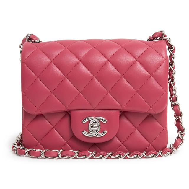 （未使用　展示品）シャネル CHANEL ミニ マトラッセ17 シングル チェーン ショルダーバッグ 斜め掛け ラムスキン レザー ピンク シルバー金具 A35200