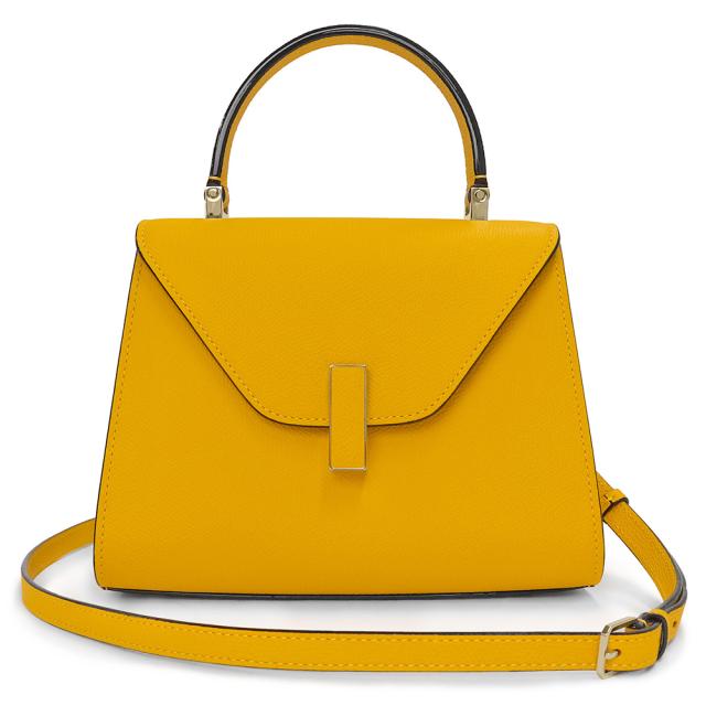 （未使用　展示品）ヴァレクストラ Valextra ミニ イジィデ 2way ショルダー ハンドバッグ 斜め掛け レザー ソフトカーフ サンシャインイエロー 黄 ライトゴールド金具 WBES0036028