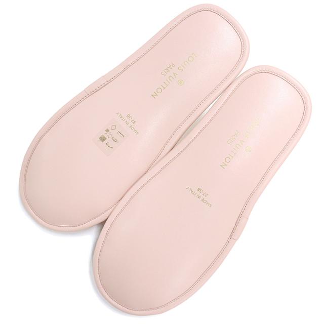 （未使用保管品）ルイ ヴィトン LOUIS VUITTON LV スイート ライン ミュール ルームシューズ スリッパ #37-38 23.5〜24.5cm モノグラム ベルベット ミンクファー ローズクレール ピンク 1A5SYY