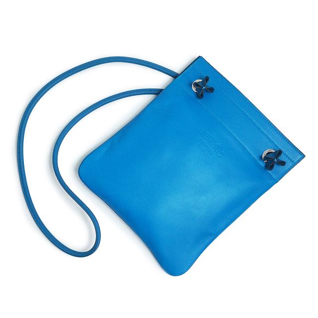 （未使用　展示品）エルメス HERMES サック アリーヌ ミニ ショルダーバッグ 斜め掛け アニューミロ ラムスキン ヴォースイフト レザー ブルーザンジバル ミコノス 青 シルバー金具 U刻印 箱付