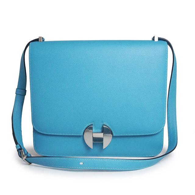 （未使用　展示品）エルメス HERMES サック エルメス 2002 26 ショルダーバッグ 斜め掛け ヴォーエバーカラー レザー ブルーデュノール 青 シルバー金具 D刻印