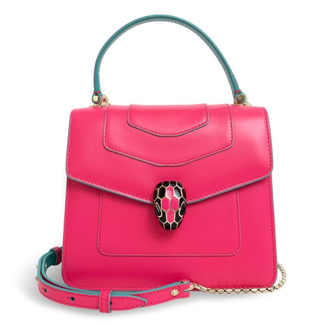 （未使用　展示品）ブルガリ BVLGARI セルペンティ フォーエバー スネーク 斜め掛け 2WAY チェーン ショルダー ハンドバッグ カーフスキン レザー ピンク グリーン アイボリー ゴールド金具 289469