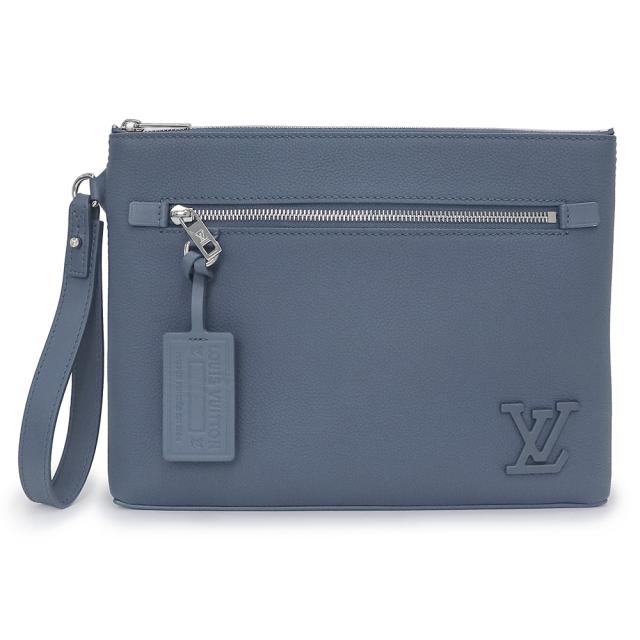 （未使用　展示品）ルイ ヴィトン LOUIS VUITTON テイクオフ ポーチ LV  テイク オフ ポーチ アエログラム セカンド クラッチバッグ カウハイドレザー ブルーアトランティック 青 シルバー金具 M82813