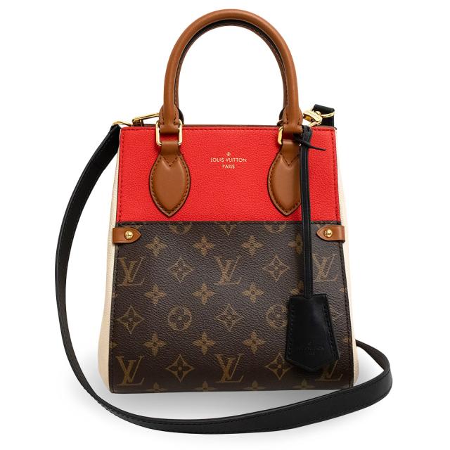 （未使用　展示品）ルイ ヴィトン LOUIS VUITTON フォールド トート PM 2Way ショルダー ハンドバッグ 斜め掛け レザー モノグラム スリーズ レッド クレーム クリーム ノワール ブラック 赤 黒 茶 ゴールド金具 M45389