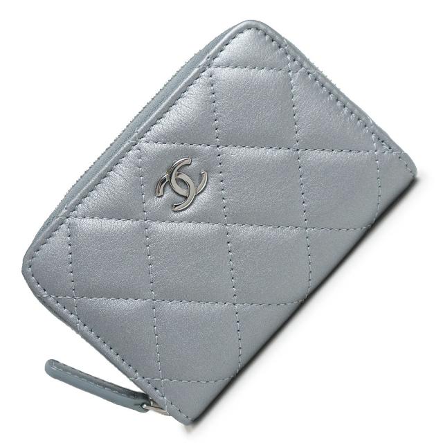 （新品・未使用品）シャネル CHANEL マトラッセ クラシック ジップ パース ケース 小銭入れ 財布 ラムスキン レザー シルバー シルバー金具 AP0216