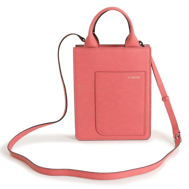 （新品・未使用品）ヴァレクストラ Valextra ボクシィ マイクロ 2way ハンドバッグ ショルダー 斜め掛け ソフトカーフ レザー アンティークピンク シャイニーシルバー金具 WBBX0037028LRL99PT