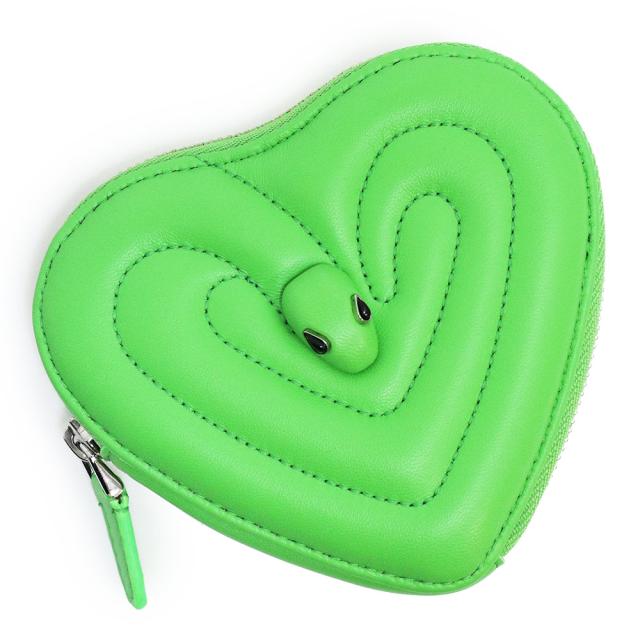 （未使用　展示品）ブルガリ BVLGARI アンブッシュ AMBUSH コラボ セルペンティ ケース 小銭入れ 財布 ラムスキン レザー ライトグリーン 緑 シルバー金具 290371