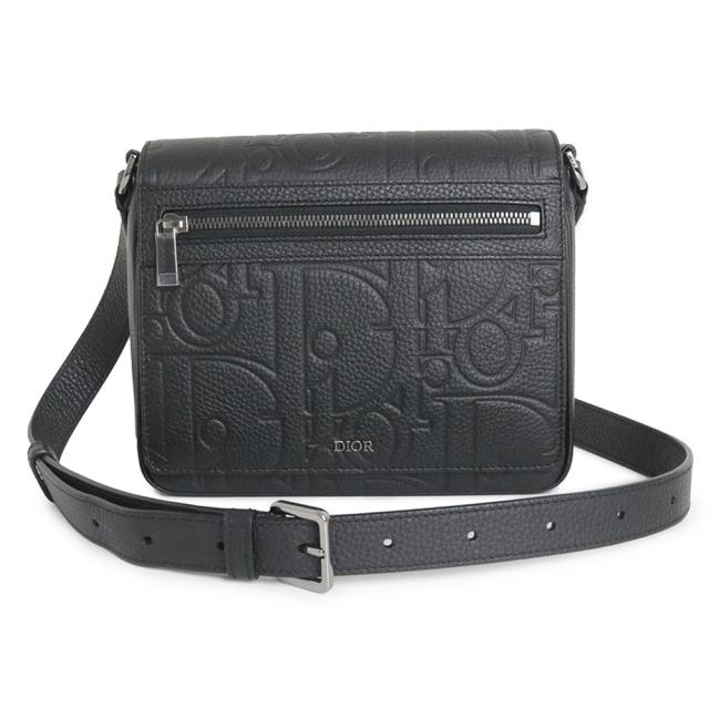 （未使用　展示品）クリスチャンディオール Christian Dior ディオール グラビティ メッセンジャー ショルダーバッグ 斜め掛け カーフスキン レザー ブラック 黒 シルバー金具 1ESPO329LLG