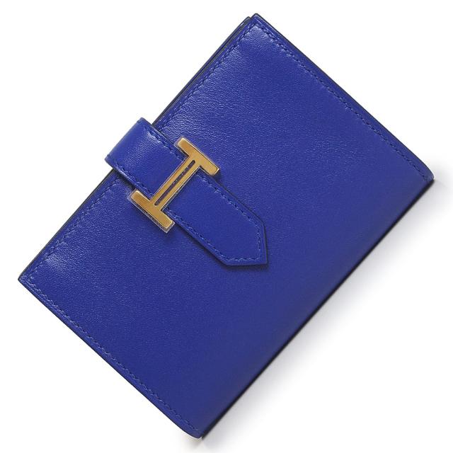 （未使用　展示品）エルメス HERMES ベアン カードケース 名刺入れ 定期入れ パスケース ヴォータデラクト レザー ブルーエレクトリック 青 ゴールド金具 Z刻印 箱付