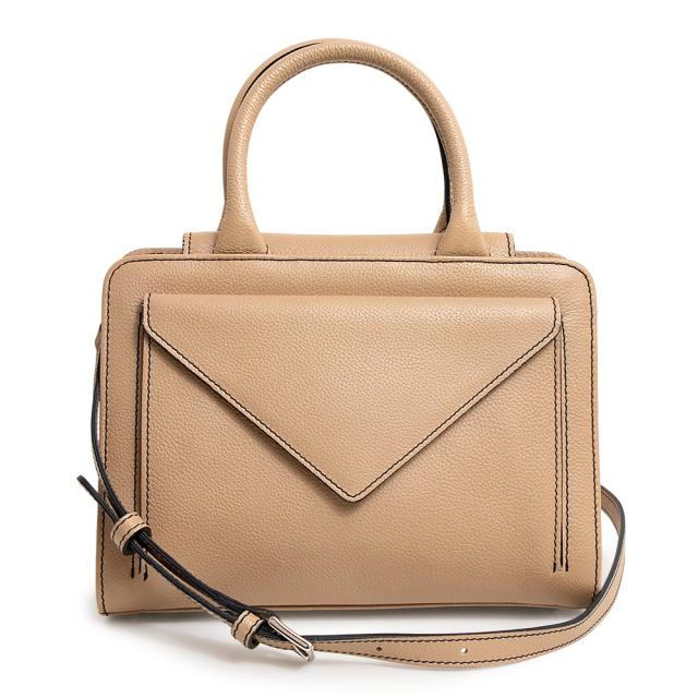 （美品）モラビト MORABITO ミラベル MIRABELLE 2Way 斜め掛け ショルダー ハンドバッグ カーフスキン レザー ベージュ シルバー金具