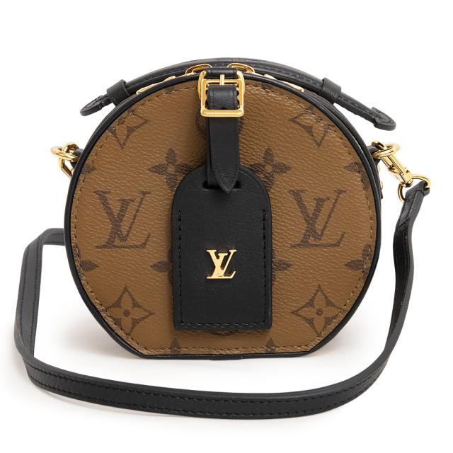 （未使用　展示品）ルイ ヴィトン LOUIS VUITTON ミニ ボワット シャポー ショルダーバッグ 斜め掛け モノグラムリバース カーフスキン レザー ブラウン ブラック 茶 黒 ゴールド金具 M68276