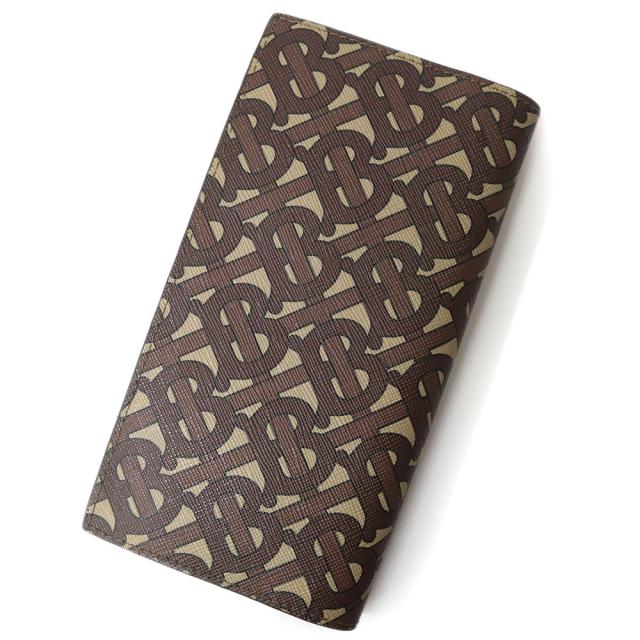 （新品・未使用品）バーバリー BURBERRY TB モノグラム  ロゴ 二つ折り 長財布 PVCコーティングキャンバス ブラウン 茶 ゴールド金具 8025767