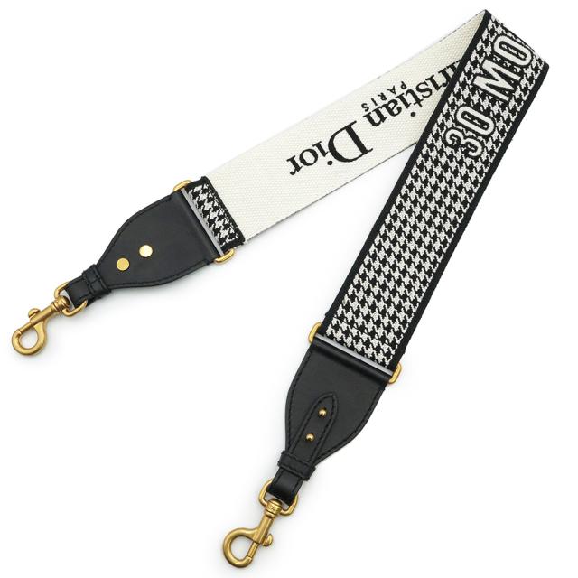 （新品・未使用品）クリスチャンディオール Christian Dior 30 モンテーニュ ハウンドトゥース エンブロイダリー 刺繍 千鳥格子 ショルダーストラップ キャンバス カーフスキン レザー ブラック ホワイト 黒 白 アンティークゴールド金具 S8540CMPN 箱付