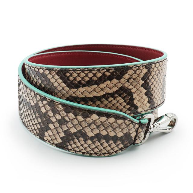（未使用　展示品）フェンディ FENDI ストラップ ユー ショルダーストラップ パイソン エキゾチックレザー ベージュ レッド 赤 シルバー金具 8AV077
