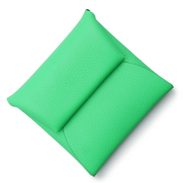 （新品・未使用品）エルメス HERMES バスティア GM ケース 小銭入れ 財布 ヴォーエバーカラー レザー ヴェールコミック グリーン 緑 シルバー金具 B刻印 箱付