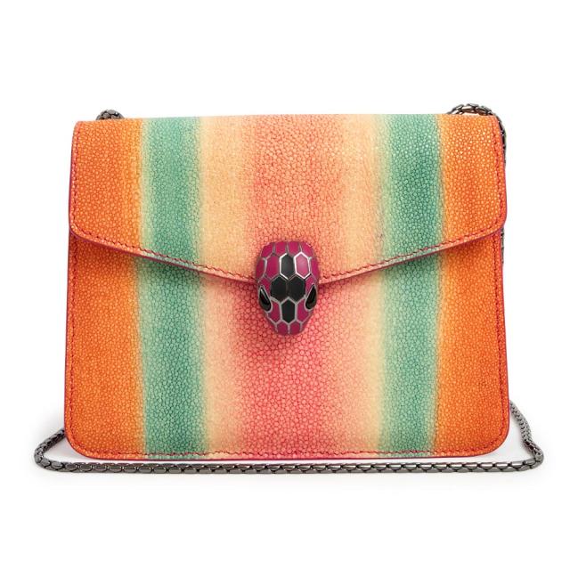 （未使用　展示品）ブルガリ BVLGARI セルペンティ フォーエバー チェーン ショルダーバッグ 斜め掛け ガルーシャ スムースカーフレザー マルチカラー ベリートルマリン ダークルテニウム金具 290334