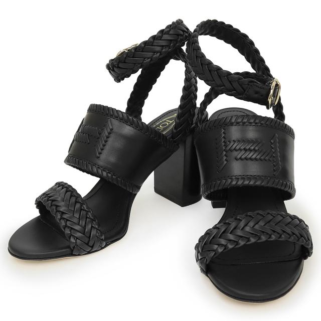 （未使用　展示品）トッズ TOD’S Doppla T #34.5 21.5cm 靴 シューズ サンダル レザー ブラック 黒 ゴールド金具 XXW43B0CL30D90