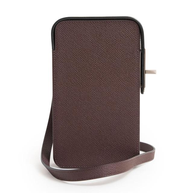（新品・未使用品）エルメス HERMES アカボックス ショルダーバッグ スマホケース 斜め掛け ヴォーエプソン レザー ルージュセリエ ブラウン 茶 シルバー金具 U刻印