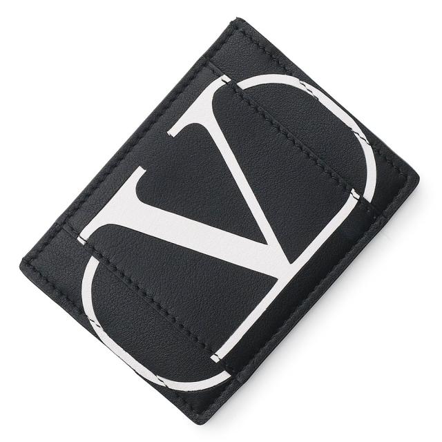 （新品・未使用品）ヴァレンティノ VALENTINO Vロゴ カードケース 定期入れ パスケース カーフスキン レザー ブラック 黒 SY9P0655PCR 箱付