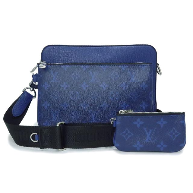 （未使用　展示品）ルイ ヴィトン LOUIS VUITTON トリオ メッセンジャー ショルダーバッグ 斜め掛け モノグラム タイガ ラマ レザー コバルトブルー 青 シルバー金具 M30848