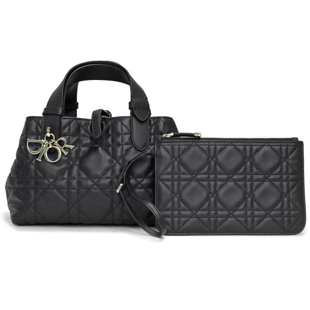 （未使用　展示品）クリスチャンディオール Christian Dior Toujours トゥジュール バッグ スモール ハンドバッグ マクロカナージュ カーフスキン ブラック 黒 ゴールド金具 M2822OSNW