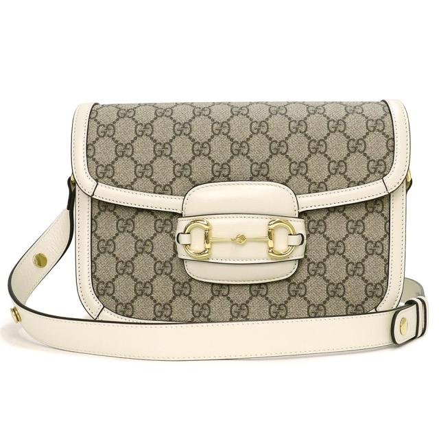 （未使用　展示品）グッチ GUCCI ホースビット 1955 ショルダーバッグ 斜め掛け 2way GGスプリームキャンバス レザー エボニー ベージュ ホワイト 白 ゴールド金具 602204
