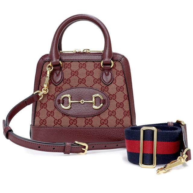（新品・未使用品）グッチ GUCCI ホースビット 1955 3way ショルダー ハンドバッグ 斜め掛け GGスプリームキャンバス レザー ワインレッド 赤 ゴールド金具 677212