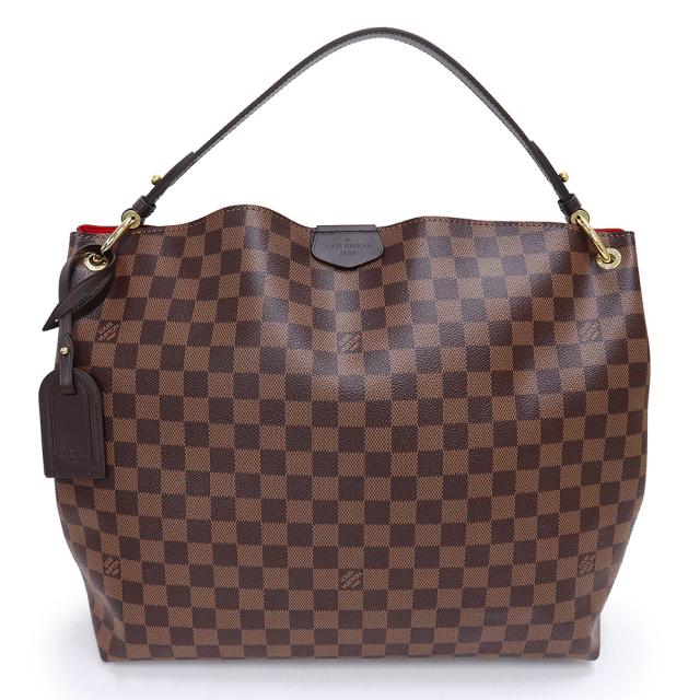 （美品）ルイ ヴィトン LOUIS VUITTON グレースフル MM ハンドバッグ ダミエ ブラウン 茶 ゴールド金具 N44045