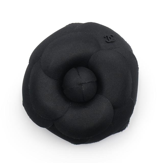 （未使用　展示品）シャネル CHANEL カメリア ココマーク 髪留め ヘアクリップ バレッタ ヘアアクセサリー シルク ポンジー ブラック 黒 ゴールド金具 AA9627 箱付