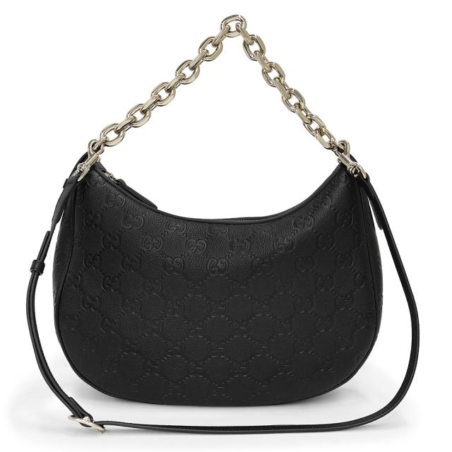 （新品・未使用品）グッチ GUCCI GGエンブレム ラージ チェーン 2way トート ショルダーバッグ 斜め掛け GGエンボスレザー ブラック 黒 ライトゴールド金具 820453 箱付