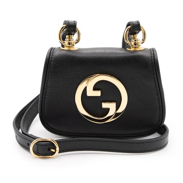 （未使用　展示品）グッチ GUCCI インターロッキングG ブロンディ カードケース ショルダーバッグ 斜め掛け レザー ブラック 黒 ゴールド金具 698635 箱付