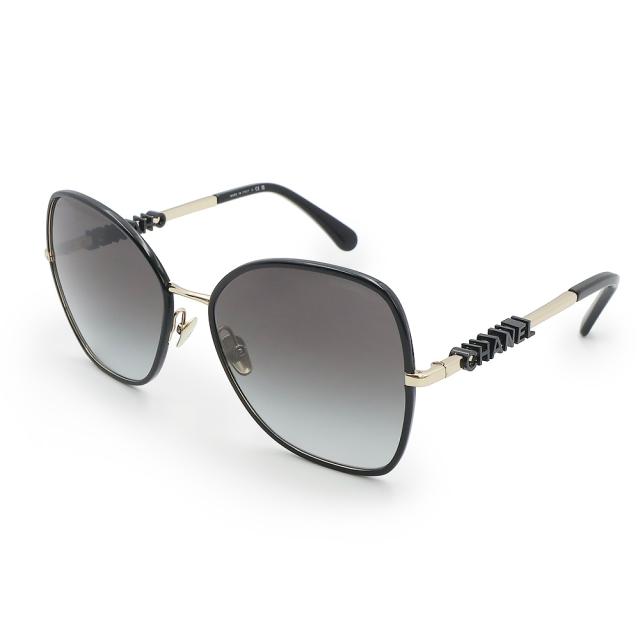 （未使用　展示品）シャネル CHANEL ロゴ バタフライ シェイプ アイウェア サングラス メガネ 眼鏡 メタル ブラック 黒 ゴールド金具 4283 A71613