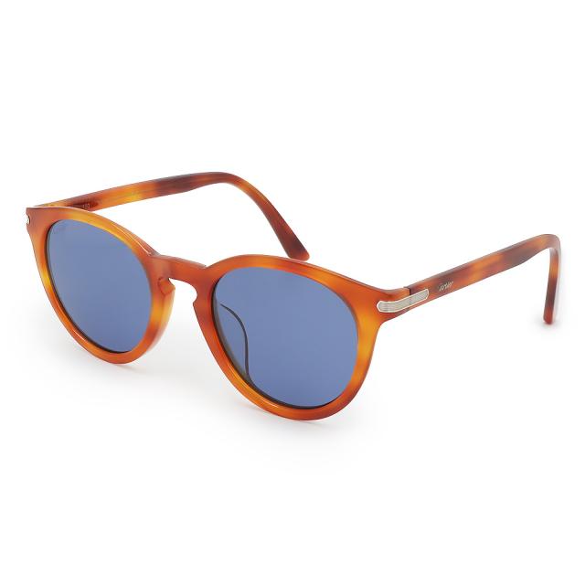 （未使用　展示品）カルティエ Cartier ボストン アジアンフィット アイウェア サングラス 眼鏡 メガネ プラスチック ライトブラウン 茶 シルバー金具 CT0010SA 箱付