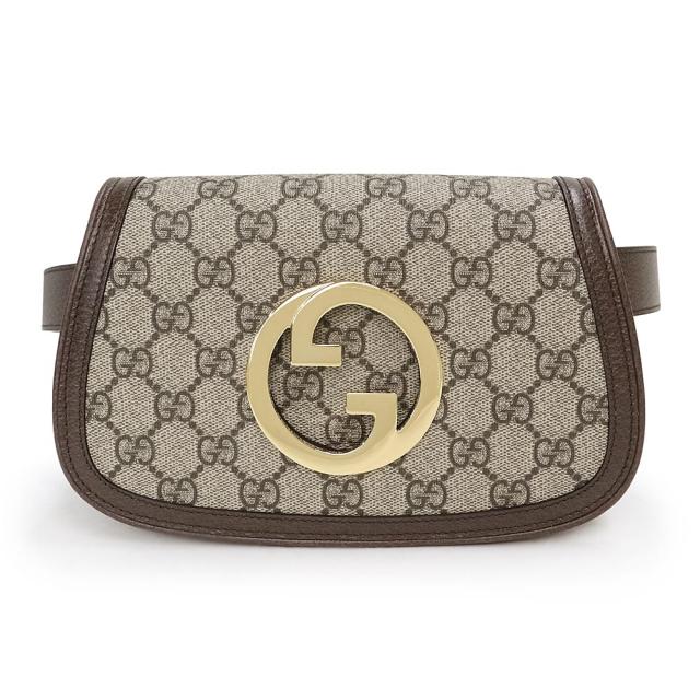 （未使用　展示品）グッチ GUCCI ブロンディ ボディ ウエスト ベルトバッグ 斜め掛け GGスプリームキャンバス レザー ベージュ ブラウン 茶 ゴールド金具 703807